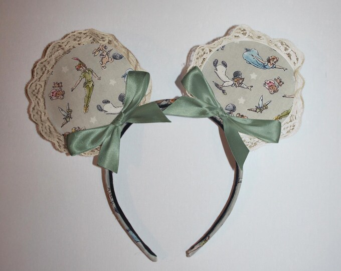Custom Peter Pan Printed Mickey Ears With Bows - Etsy