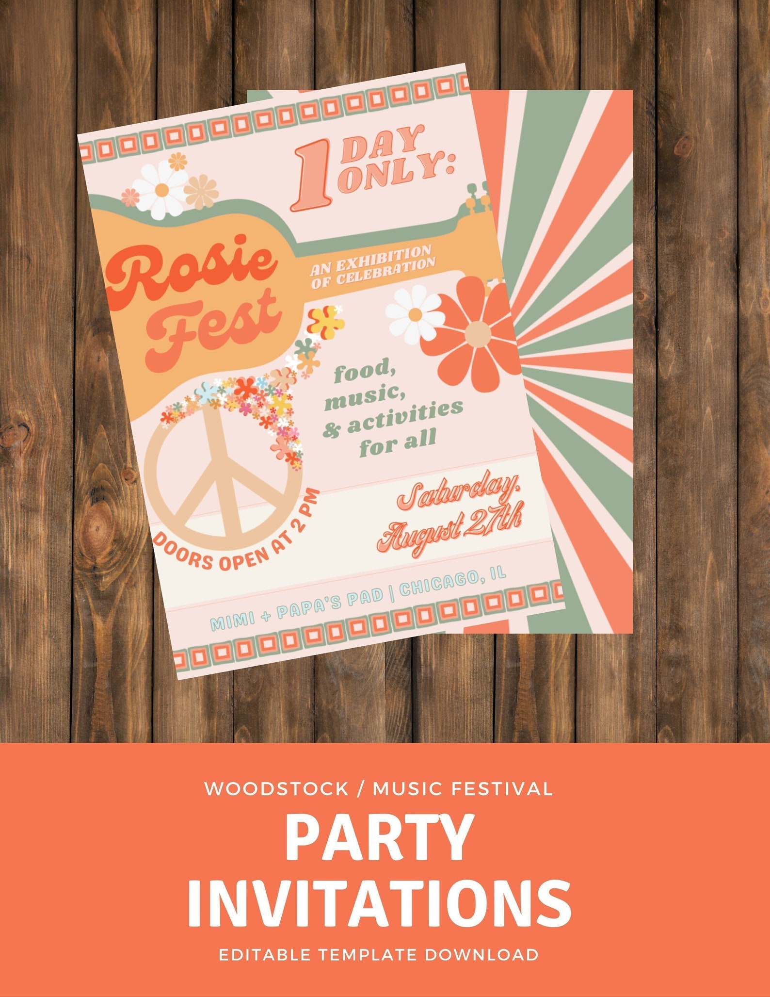 Groovy Birthday Invitations Customizable Template for Retro - Etsy