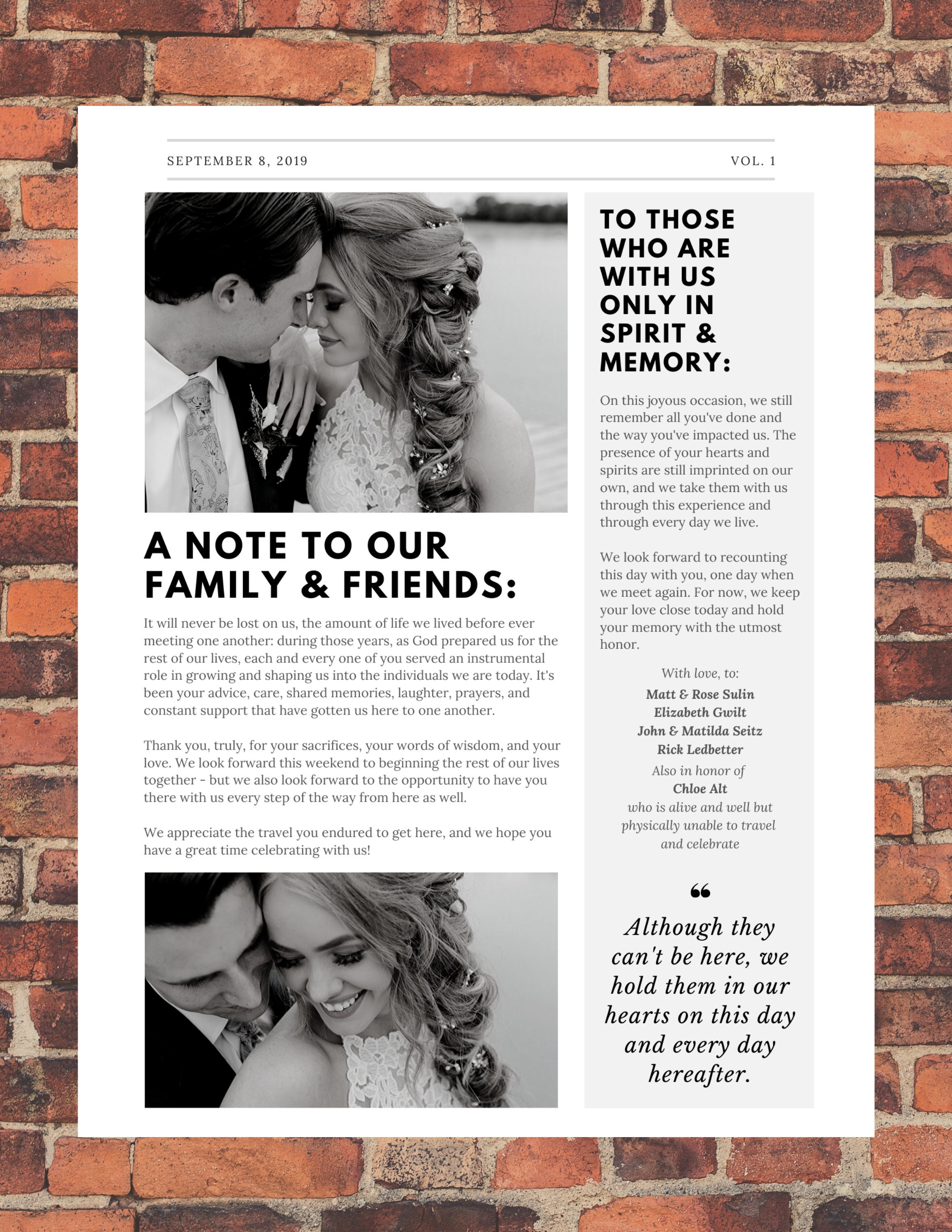 Newspaper Wedding Template - Fun Editable & Printable Event Program for ...