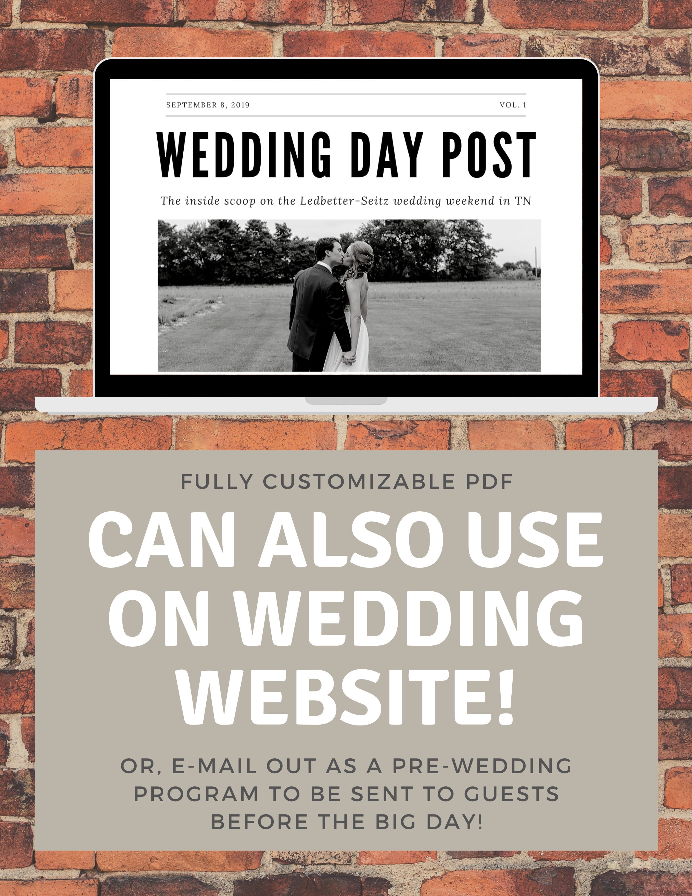 Newspaper Wedding Template - Fun Editable & Printable Event Program for ...