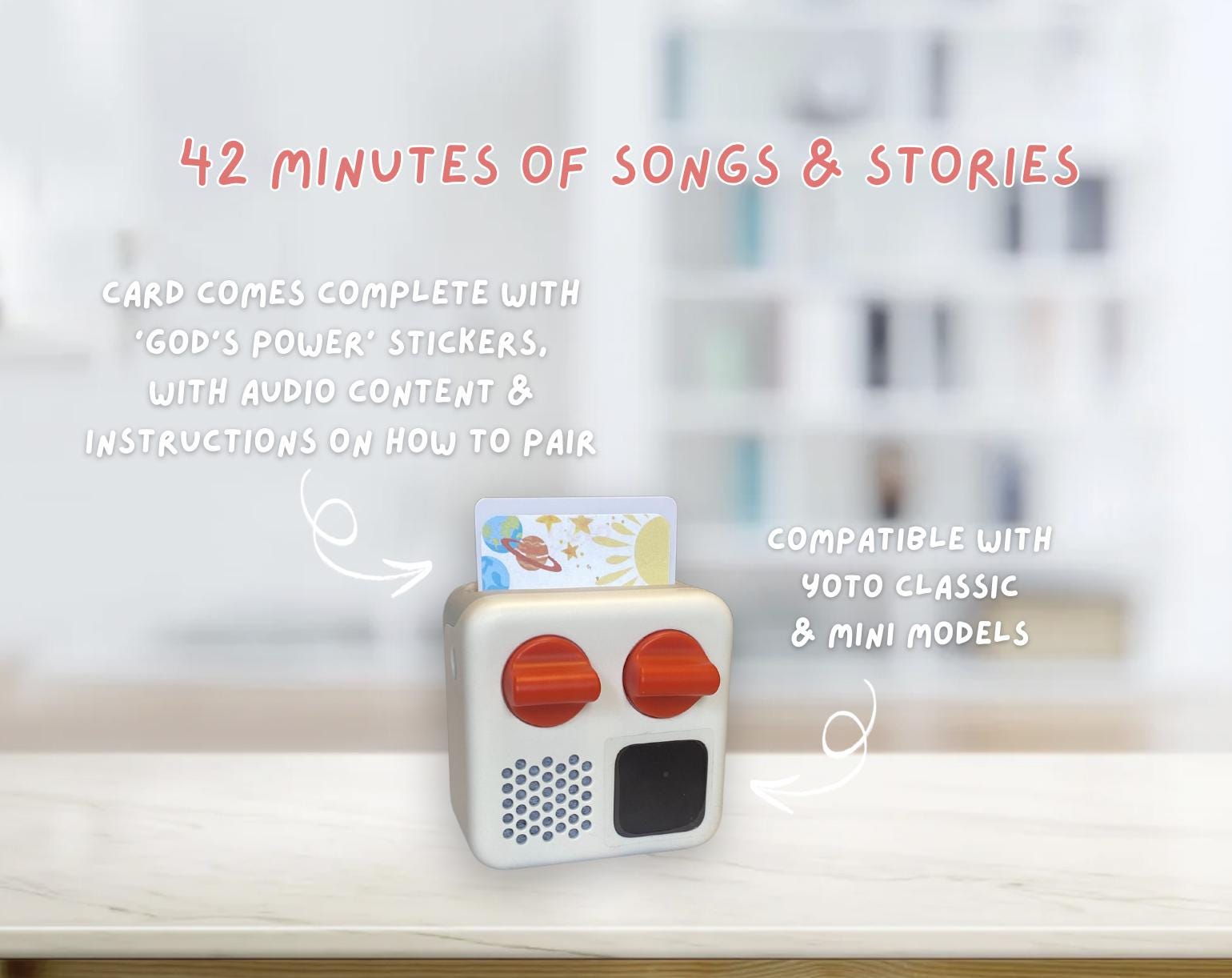 Bible Story Audio for Yoto - Card W/ Stickers + 42 Minutes of Songs ...