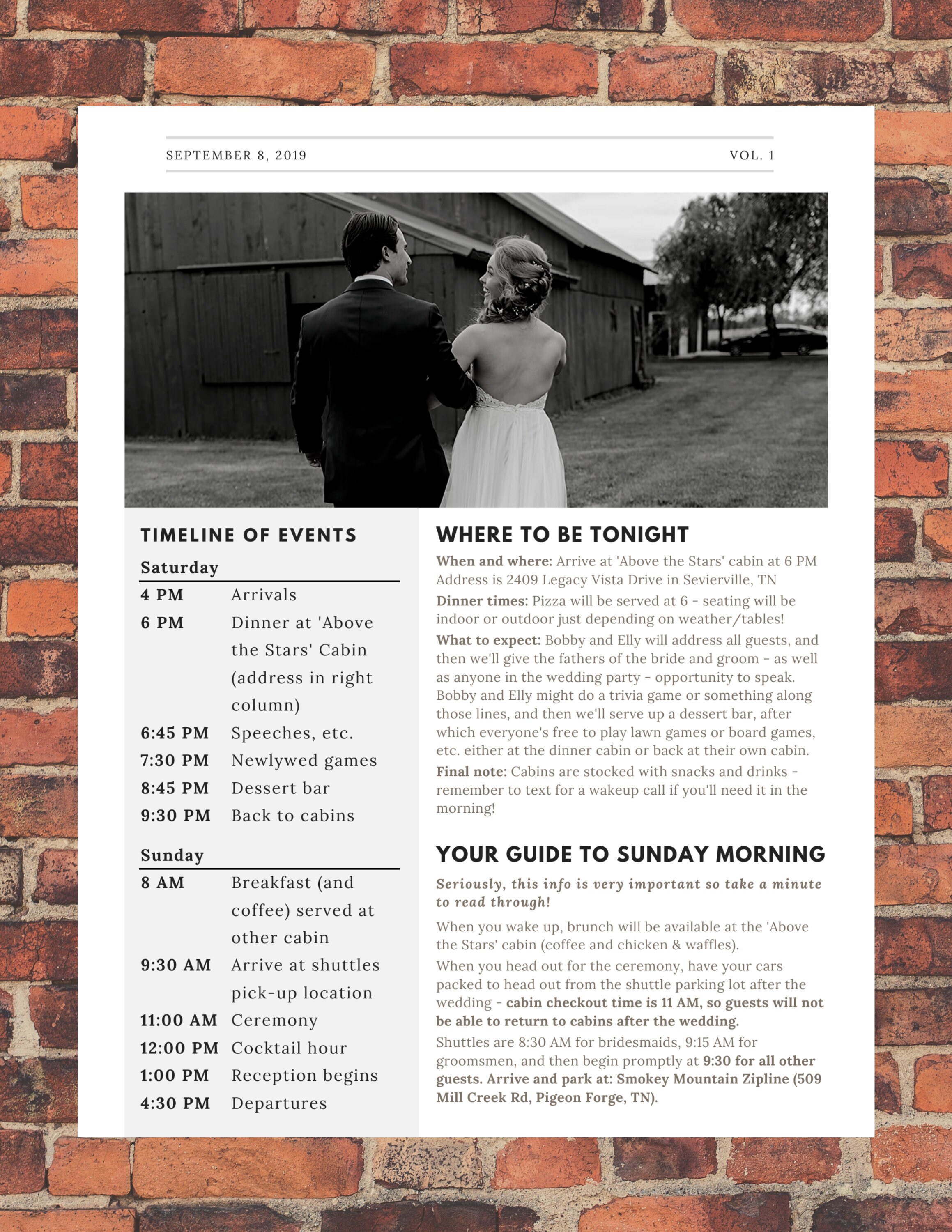 Newspaper Wedding Template - Fun Editable & Printable Event Program for ...