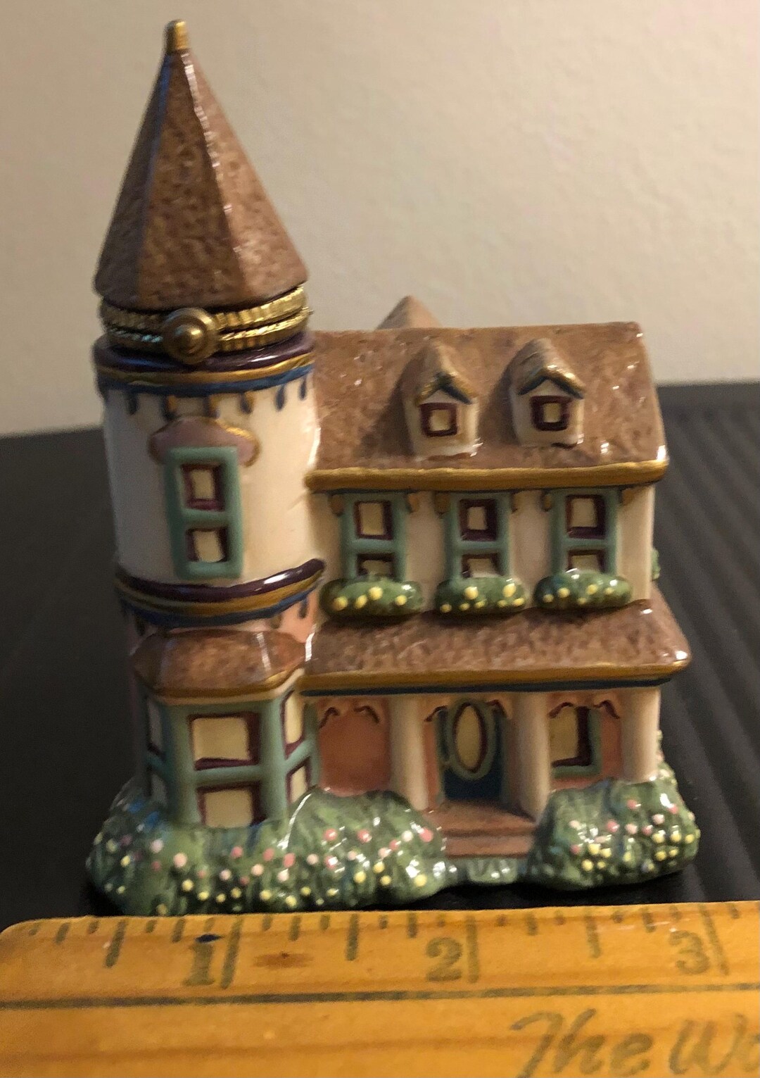 Vintage Porcelain House Trinket Box, Hand Painted Mansion Design - Etsy
