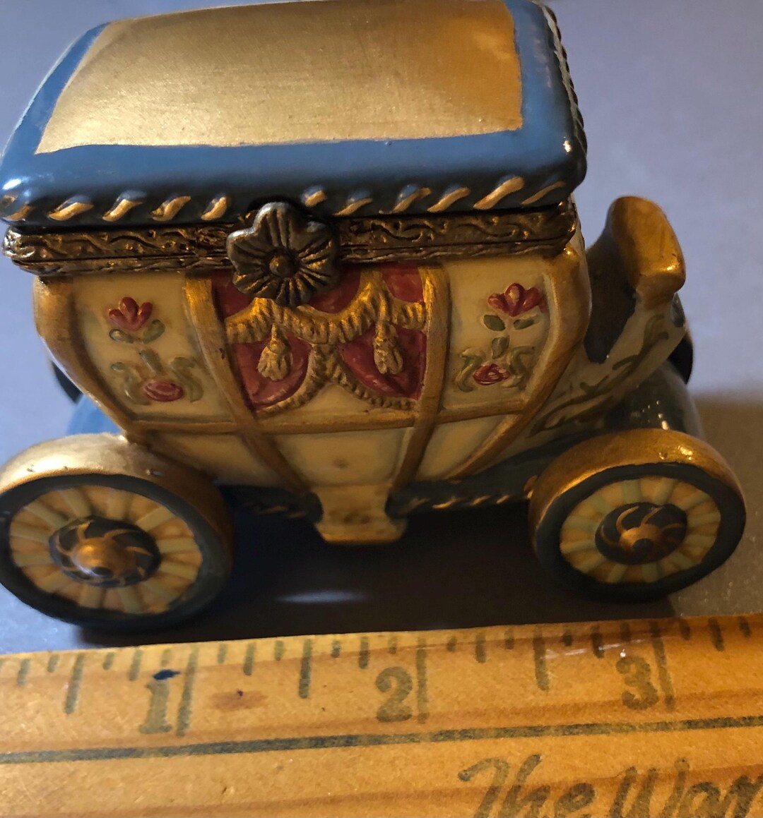 Vintage Hand-painted Carriage Trinket Box, Collectible - Etsy