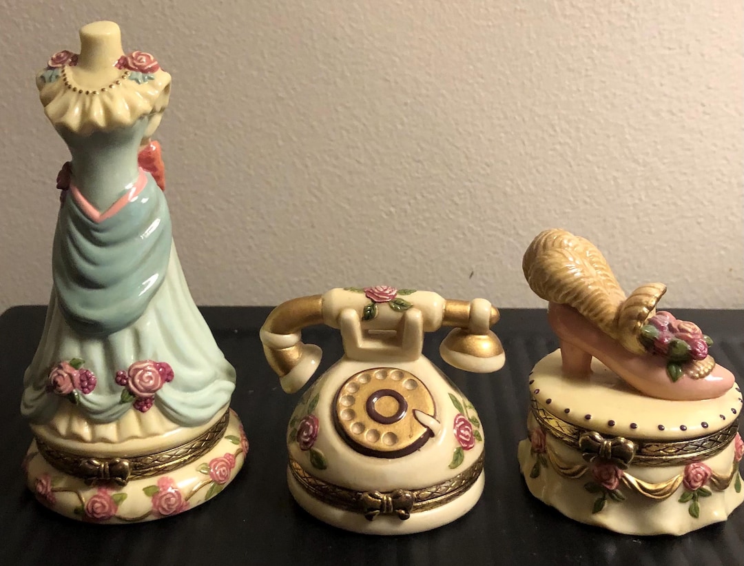 Vintage Porcelain Trinket Boxes - Etsy