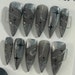 Black Stars Press on Nails, Black Coffin Nails, Custom Fake Nails, Handpainted False Nails ...