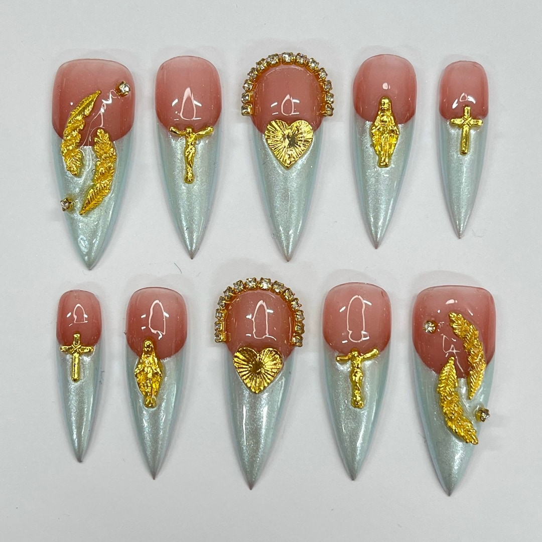 Renaissance Theme Queen Inspo Press on Nails, Handmade 3D False Nails ...