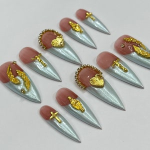 Renaissance Theme Queen Inspo Press on Nails, Handmade 3D False Nails ...