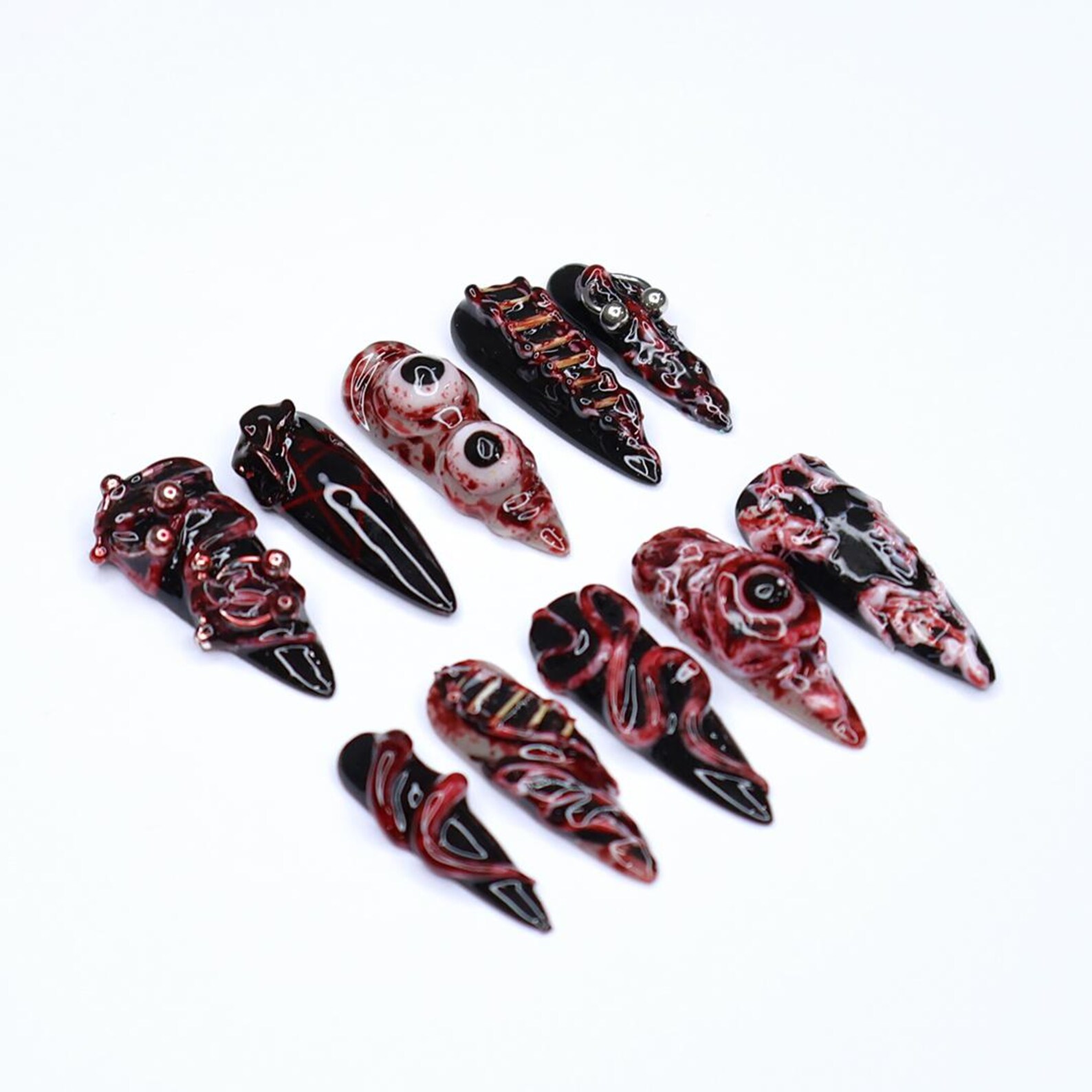 Unique 3D Design With Horror Blood Eyeball Long Stiletto Halloween ...