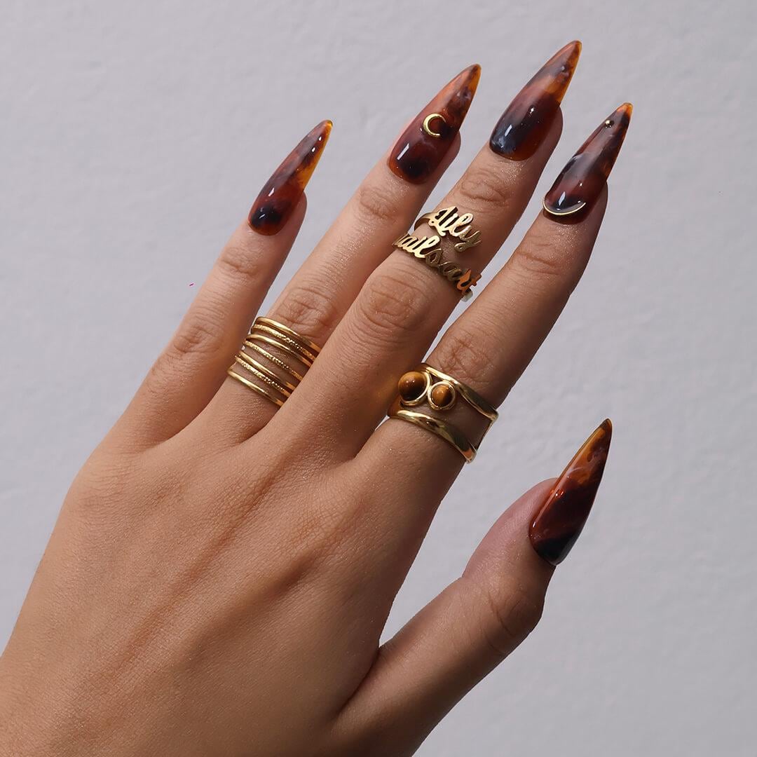 Press on Nails Almond, Acrylic Fake Nails Art, Long Short Nails Press ...