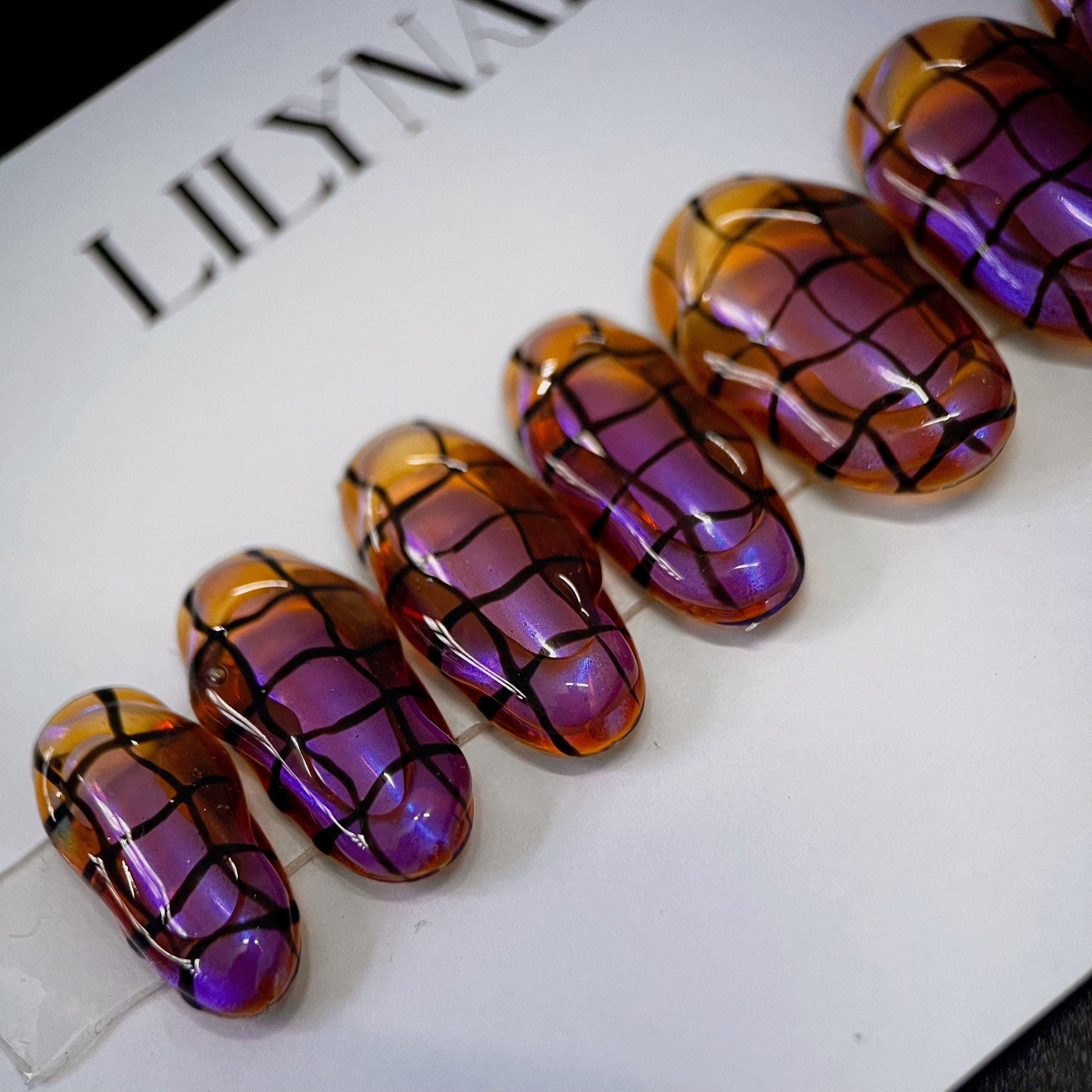 3D Curve Purple Short Almond Press on Nails Custom - Etsy