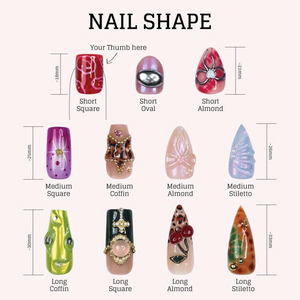 3D Seashell With Starfish Long Almond Press on Nails, Summer Fake/false ...
