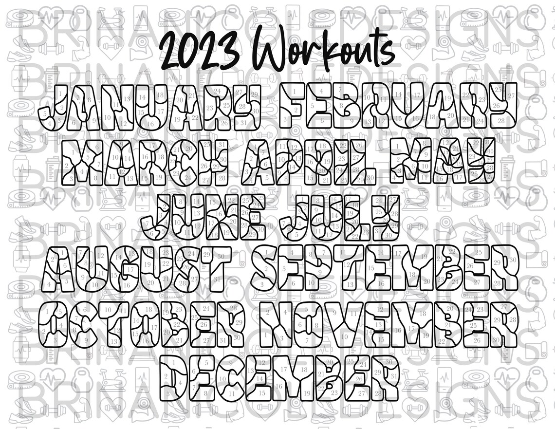 2023 Coloring Workout Calendar - Etsy