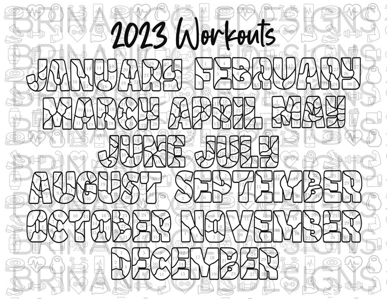 2023 Coloring Workout Calendar - Etsy