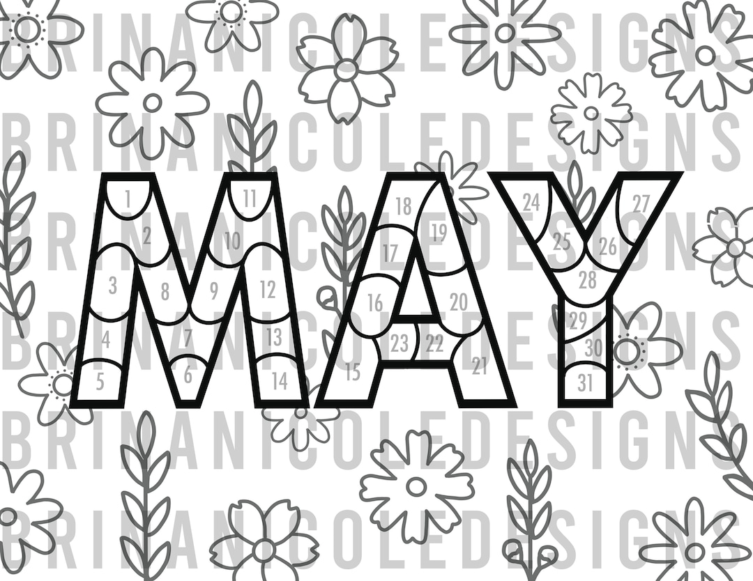 May Coloring Workout Calendar - Etsy
