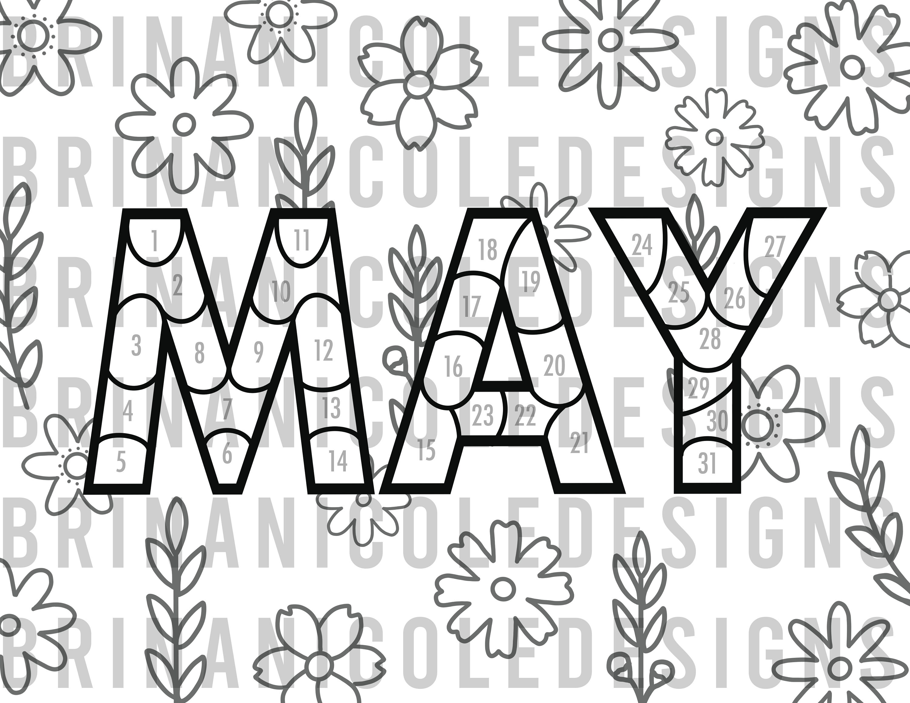 May Coloring Workout Calendar - Etsy