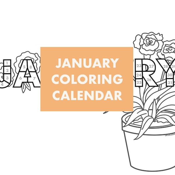 January Coloring Calendar - Etsy
