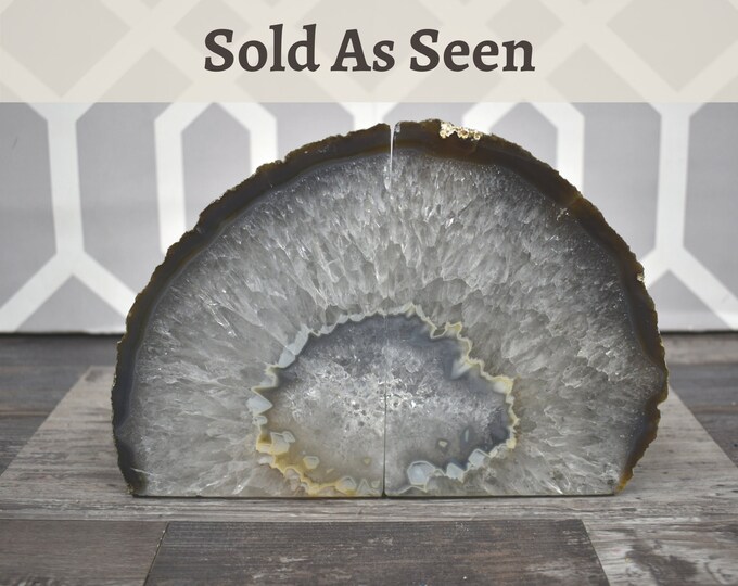 Agate Bookends Natural Stone Book Display Boho Decor Warm - Etsy