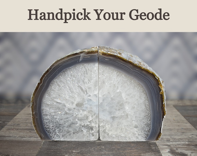 Geode Book End Natural Agate Bookend Pair - 1 to 3 Lb - Geode Bookend ...