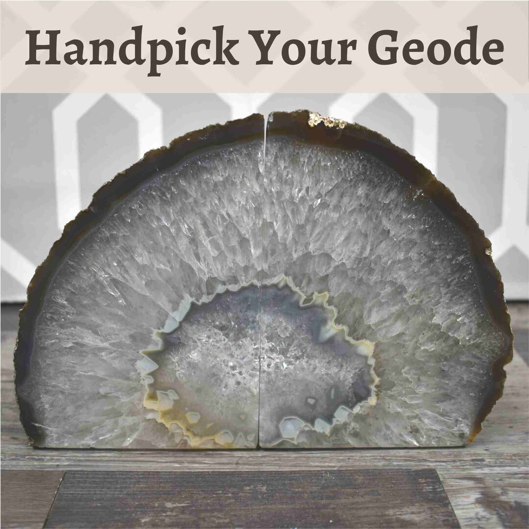 Natural Agate Geode Book Ends 2 to 9 Lbs Brazilian Agate Bookends Pair ...