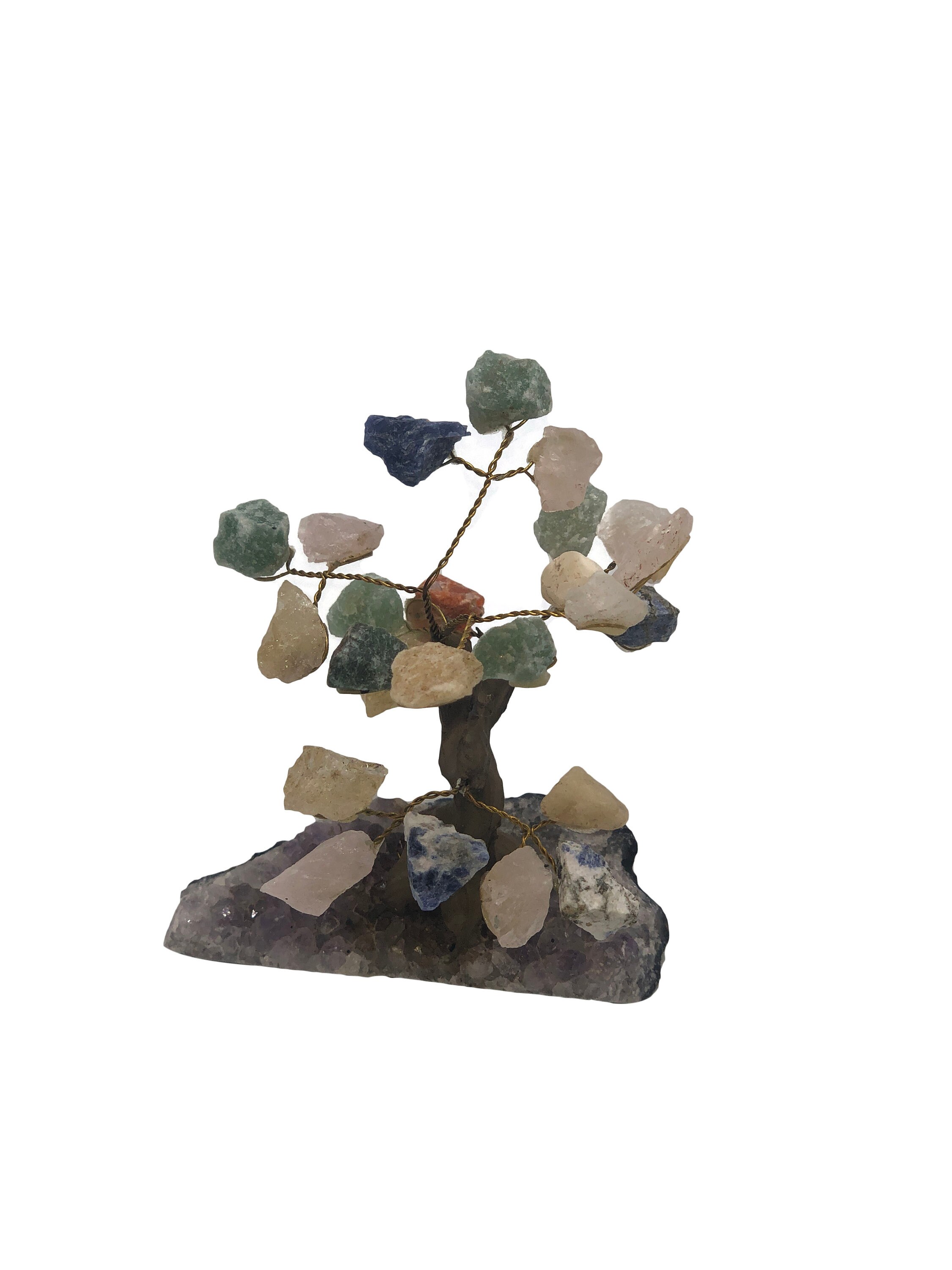 Crystal Bonsai Tree of Life, Mixed Stone Gemstone Wired Tree on ...