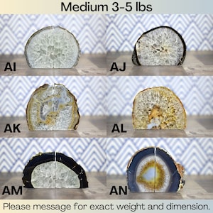 Natural Agate Geode Book Ends 2 to 9 Lbs Brazilian Agate Bookends Pair ...