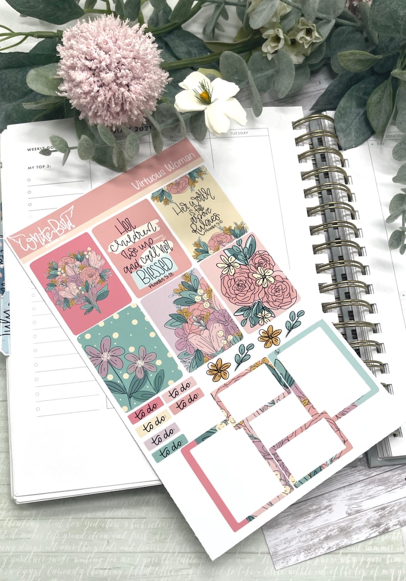 Floral Faith Planner Stickers: Virtuous Woman Bible Journaling - Etsy