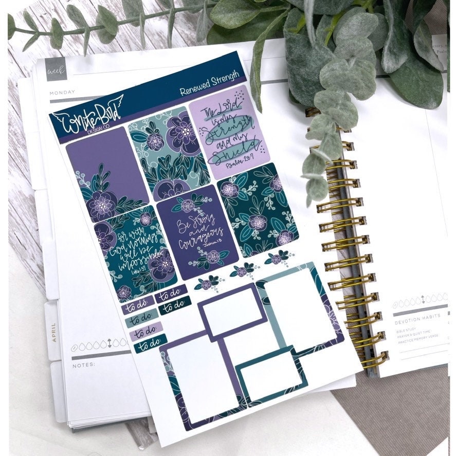 Renewed Strength Sticker Sheets: Christian Planner Stickers - Etsy