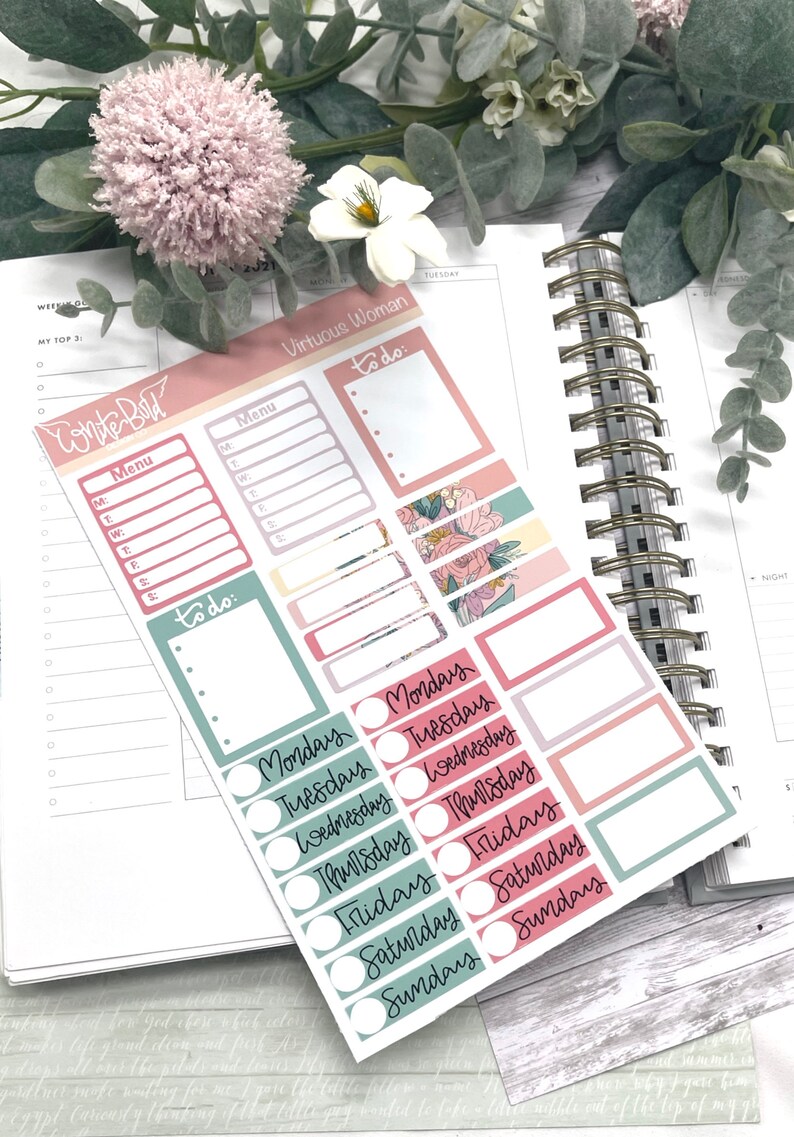 Floral Faith Planner Stickers: Virtuous Woman Bible Journaling - Etsy