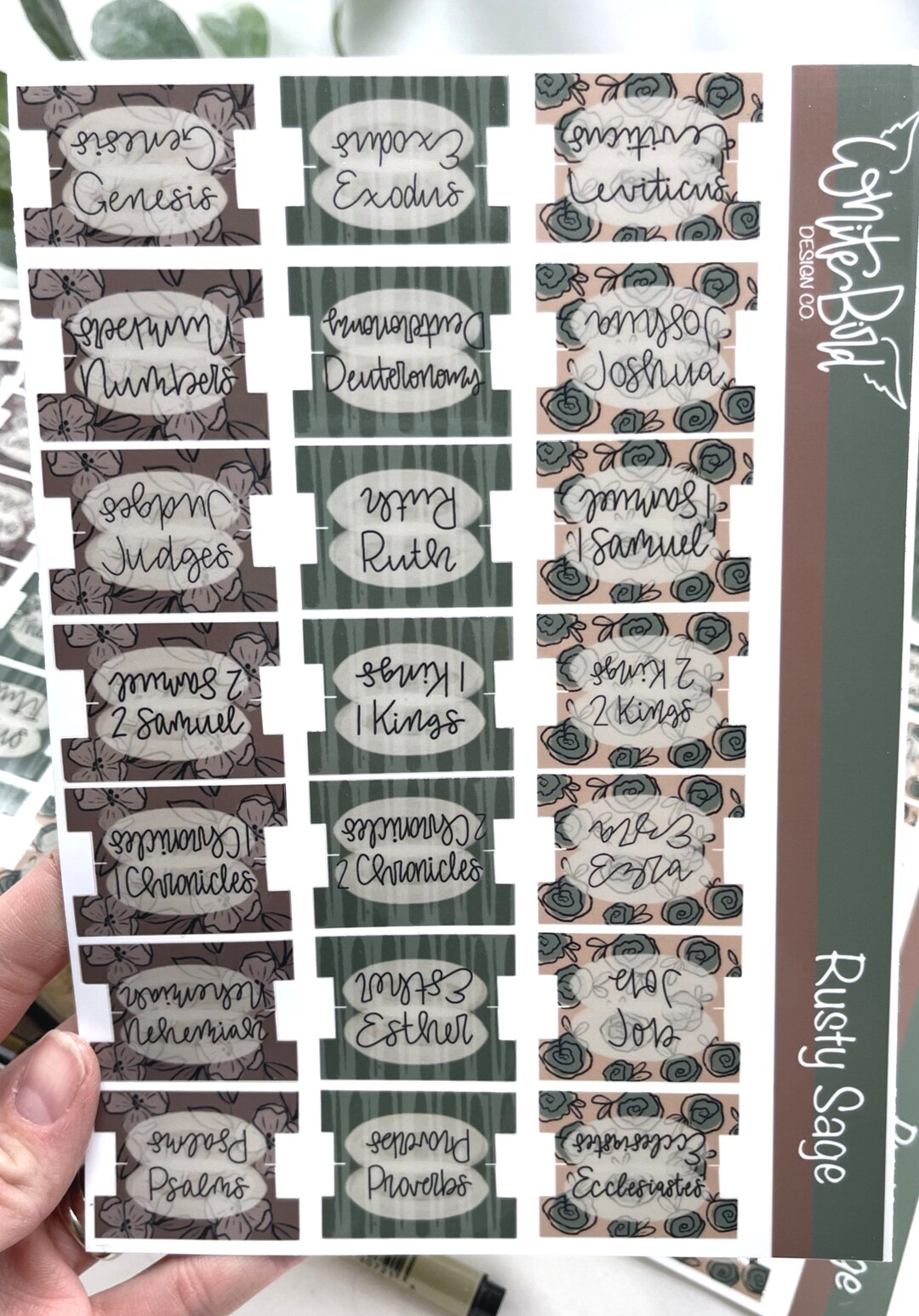 Rusty Sage Bible Tabs|laminated Vinyl Sticker Tabs| Old Testament| New ...