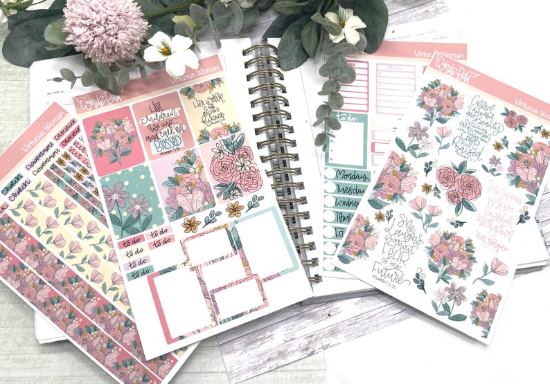 Floral Faith Planner Stickers: Virtuous Woman Bible Journaling - Etsy
