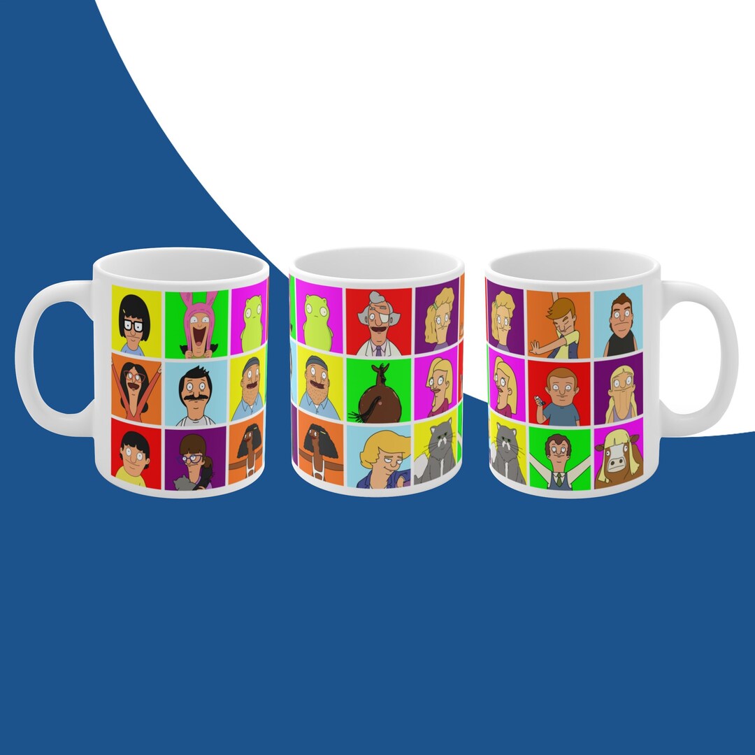 Bob's Burgers Characters Mug - Bob, Linda, Tina, Gene, Louis, Aunt ...