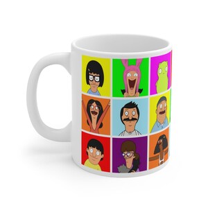 Bob's Burgers Characters Mug - Bob, Linda, Tina, Gene, Louis, Aunt ...