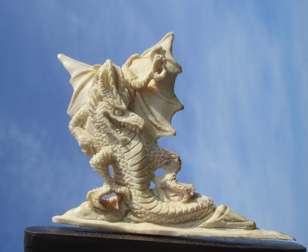 Dragon Made of Elk Antlers Carved on a Wooden Base - Etsy Canada