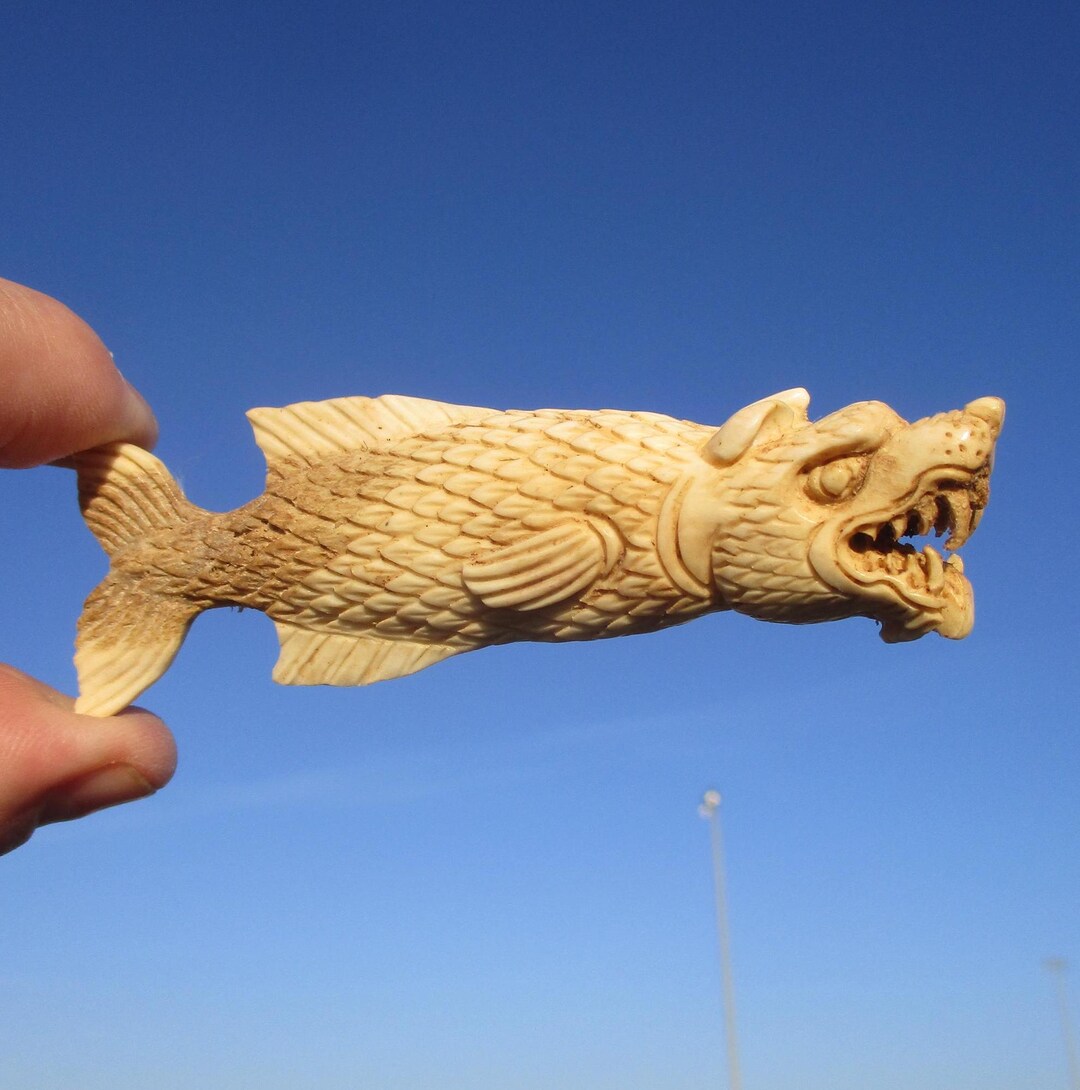 Bizarre Fish Chimera Carved From Fallow Deer Horn - Etsy