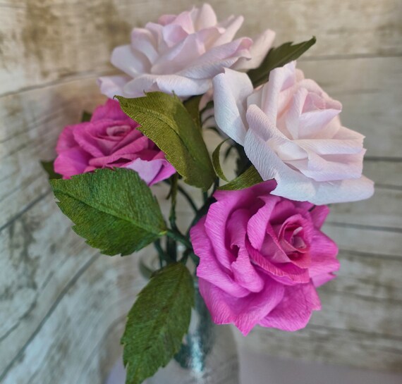 Haberdashery Embellishments Realistic Tea Rose Handmade Crepe Paper ...