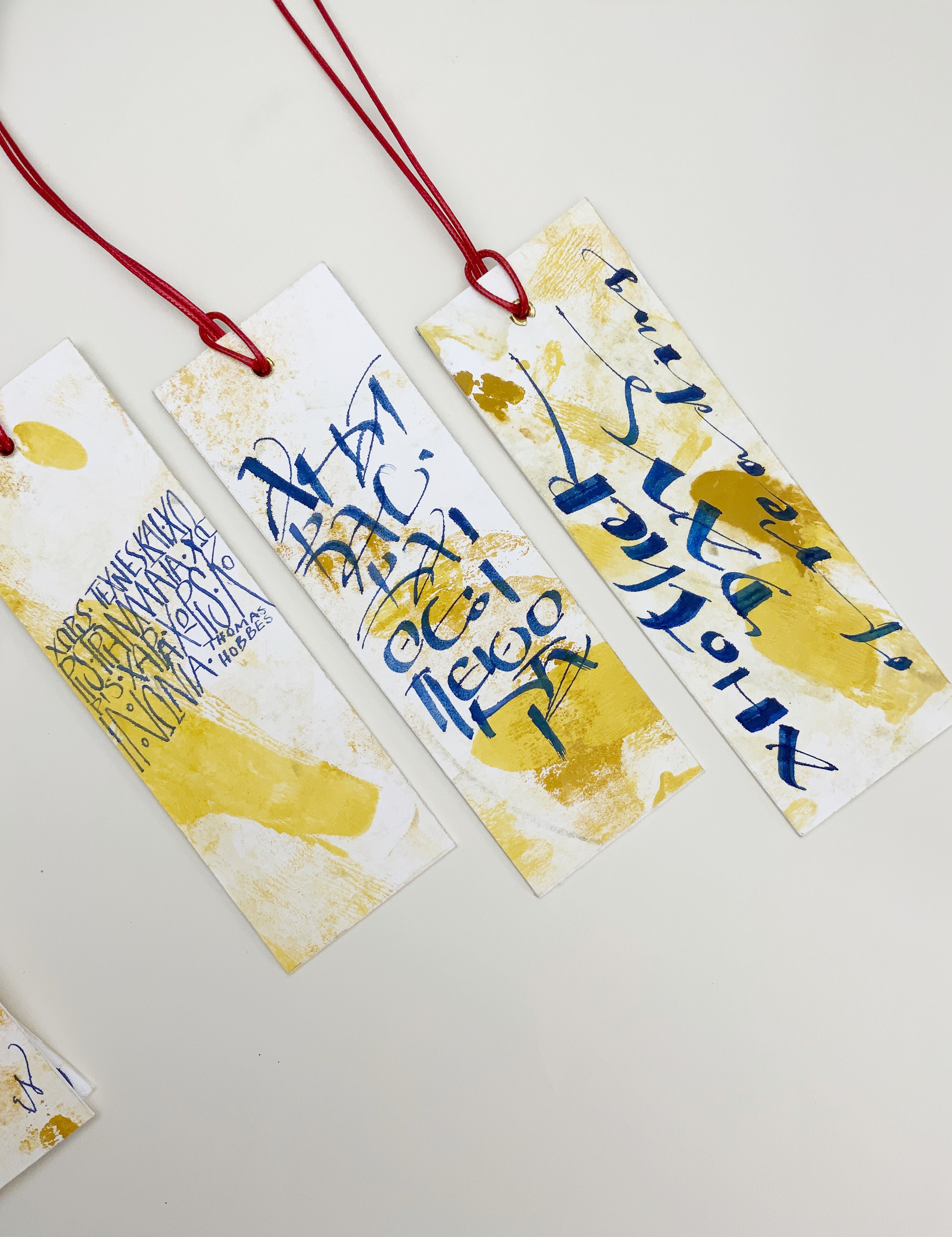 3 Bookmarks Artistic Calligraphy Bookmarks Book - Etsy