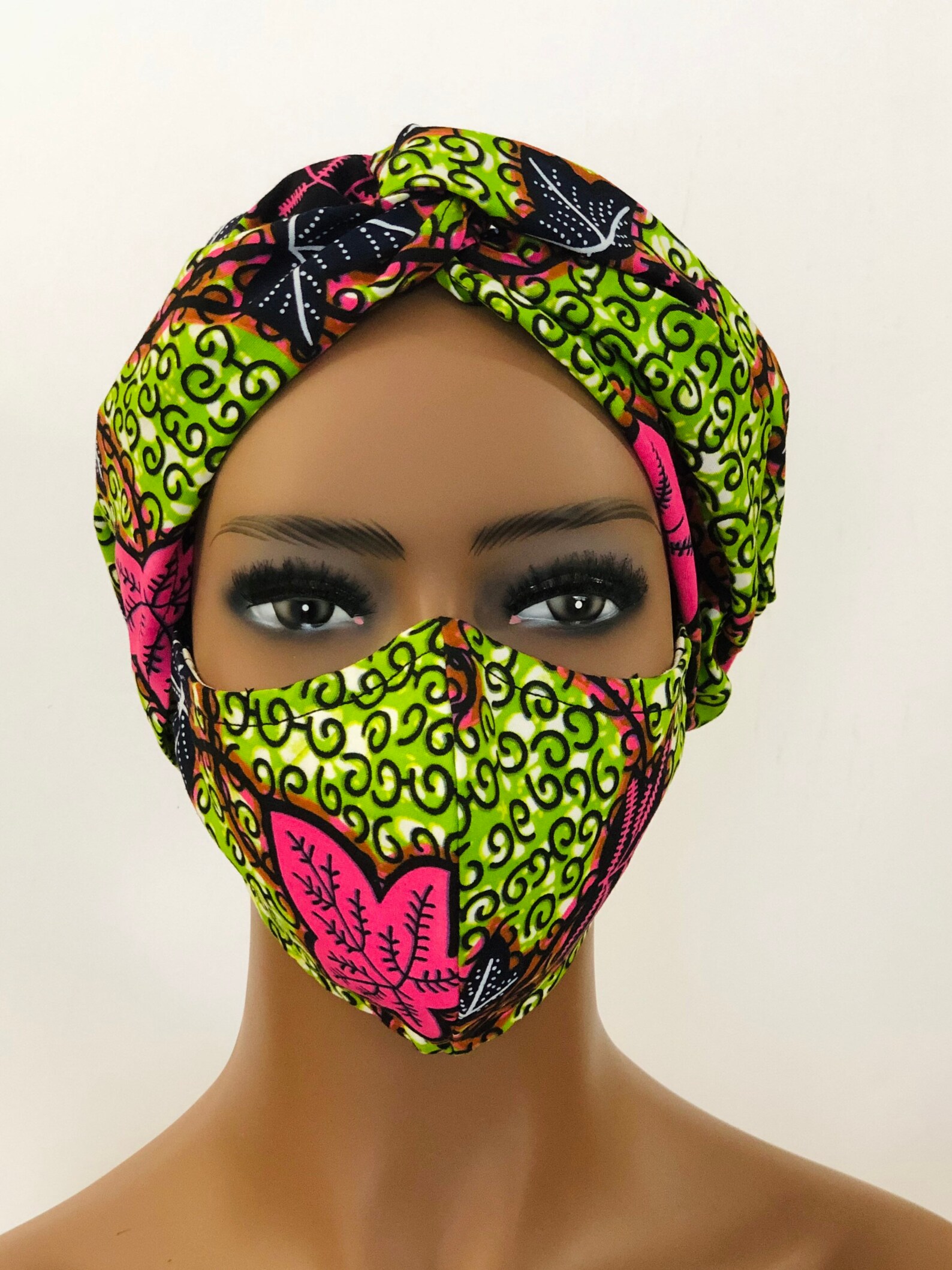 Face Mask & Wide Turban Headband Scarf Nose Wire Filter - Etsy