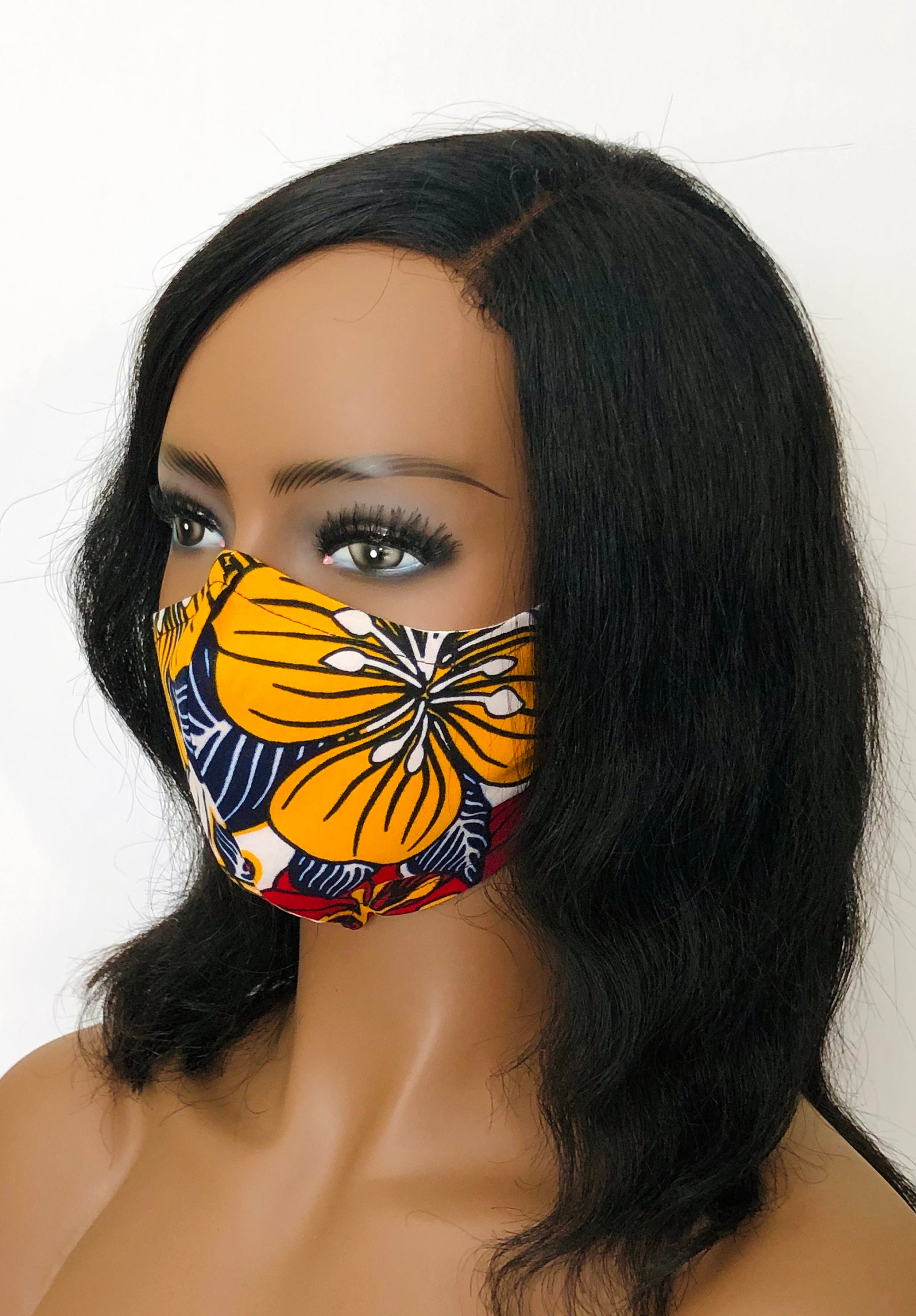 Face Mask With Nose Wire Filter Pocket and Ear Loops. 2 or | Etsy