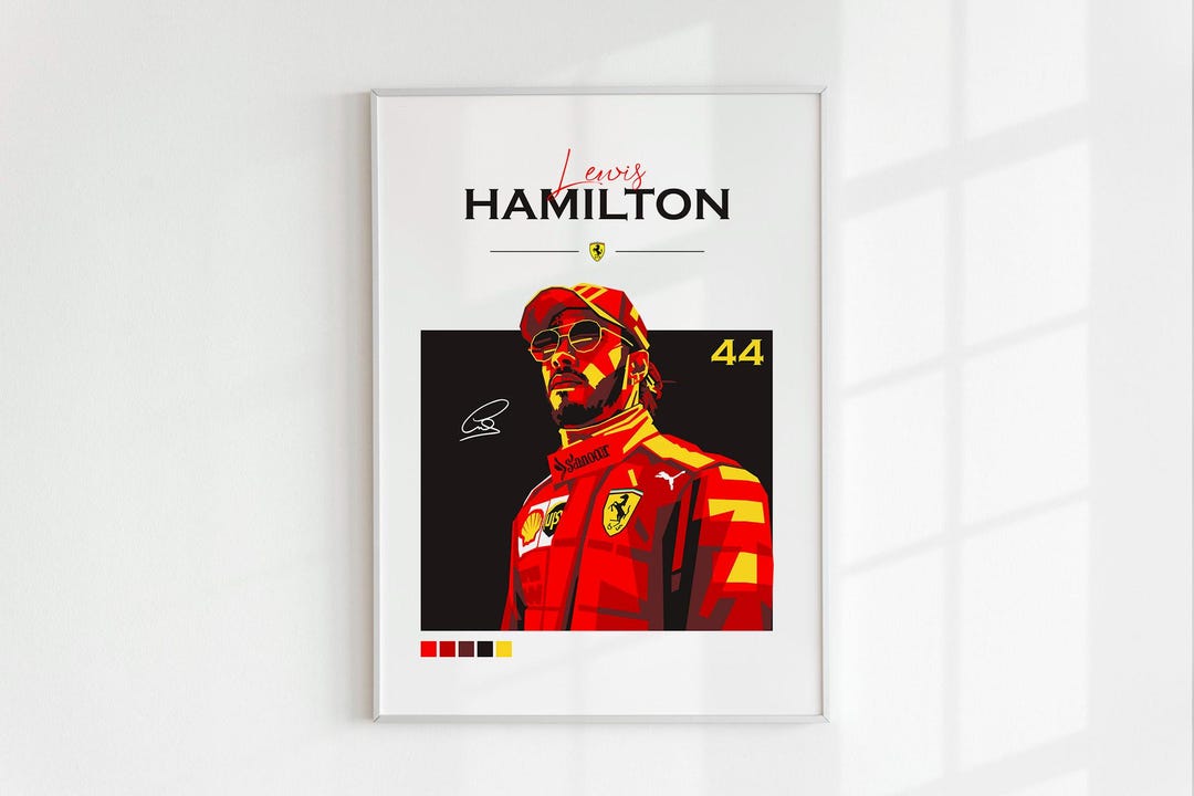 Lewis Hamilton Ferrari Poster, Formula 1 Wall Art, F1 Ferrari Print ...