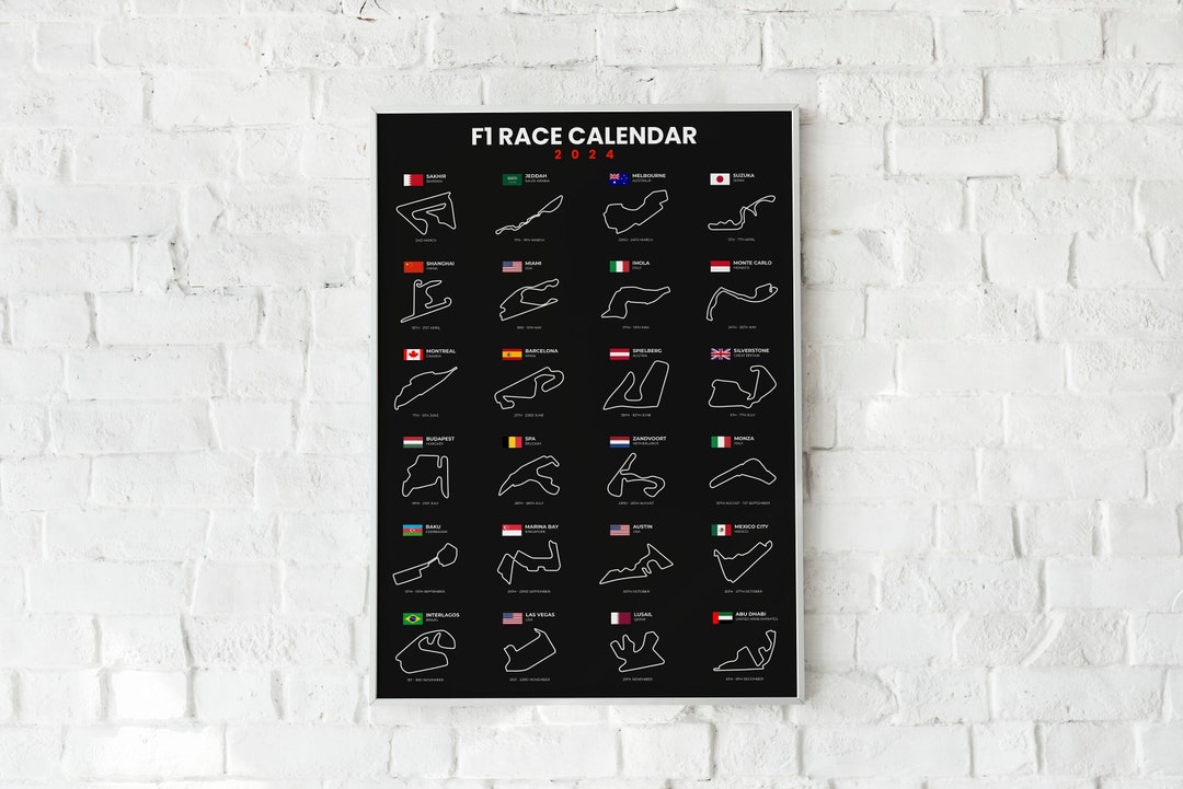 F1 2024 Calendar Formula 1 Wall Art Formula 1 Gifts F1 Track Poster ...