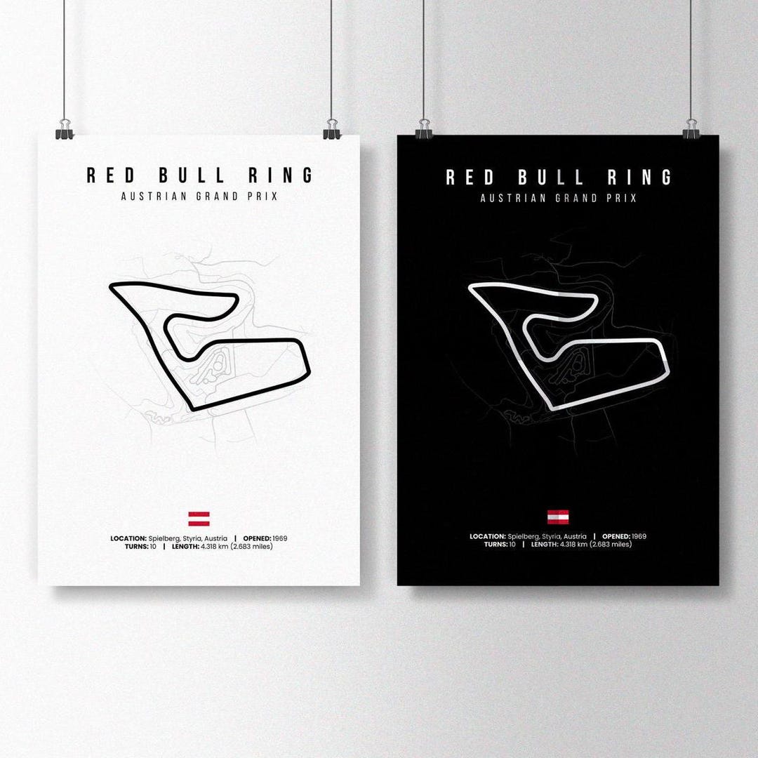 Formula1 Red Bull Ring Circuit Print| Black and White | Circuit Map ...