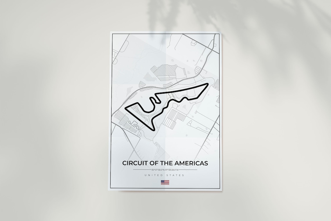 Formula 1 the Americas Circuit Print | the Americas Map Poster | F1 ...