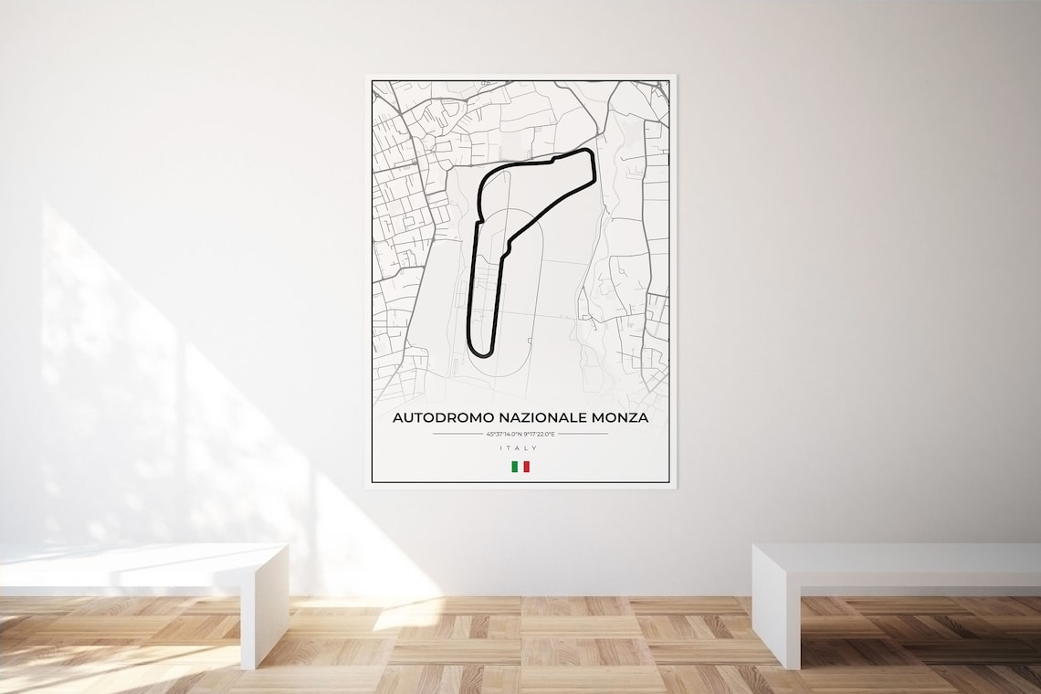 Monza F1 Circuit Map Poster | Minimalist Formula 1 Print (digital ...