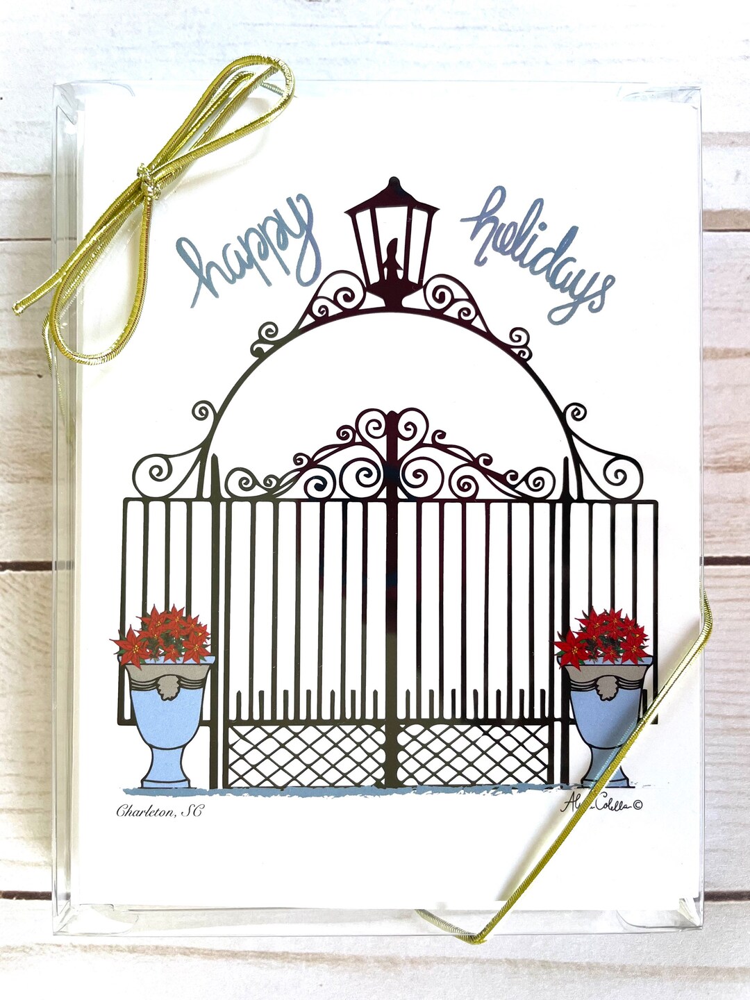 Happy Holidays Cards, Charleston Gates, Poinsettia Note Cards, Note ...