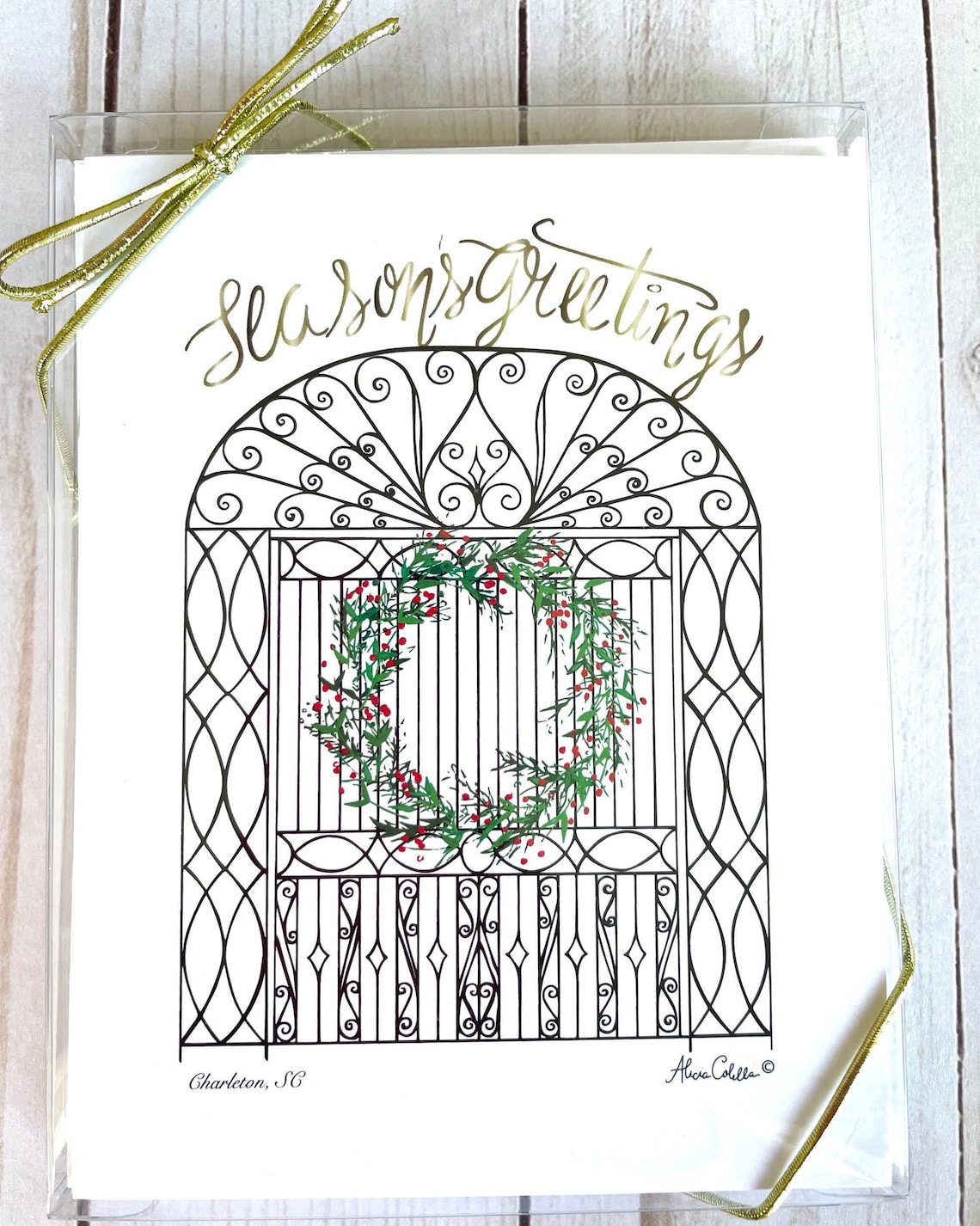 Happy Holidays Cards, Charleston Gates, Poinsettia Note Cards, Note ...