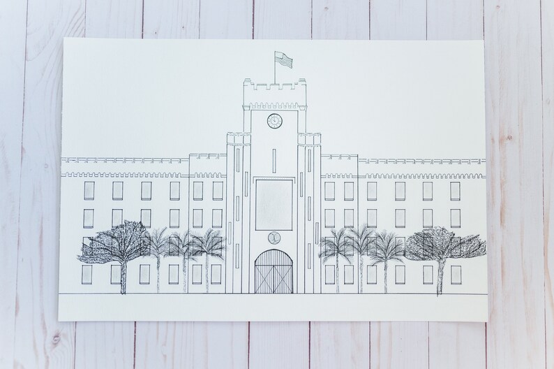 The Citadel Barracks Pen and Ink Art Print, the Citadel Military ...