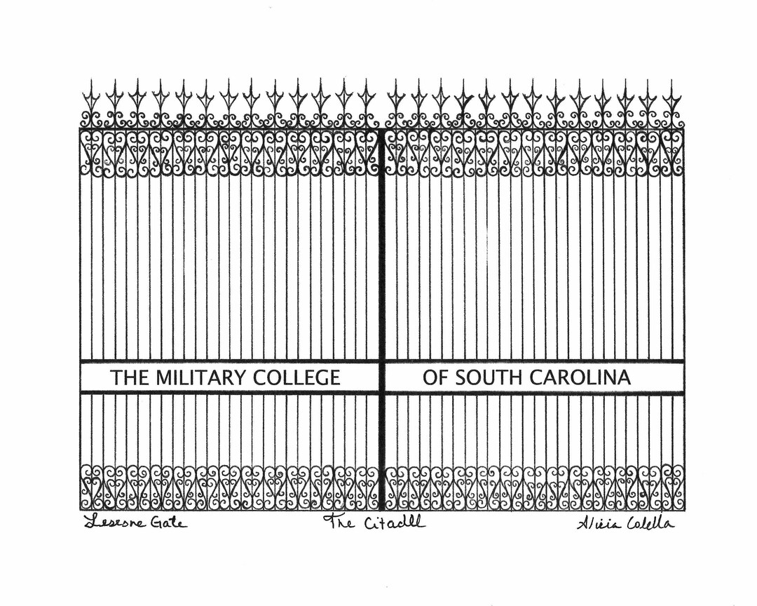 Citadel Art Print, Charleston Gates, Lesesne Citadel Military Gates ...