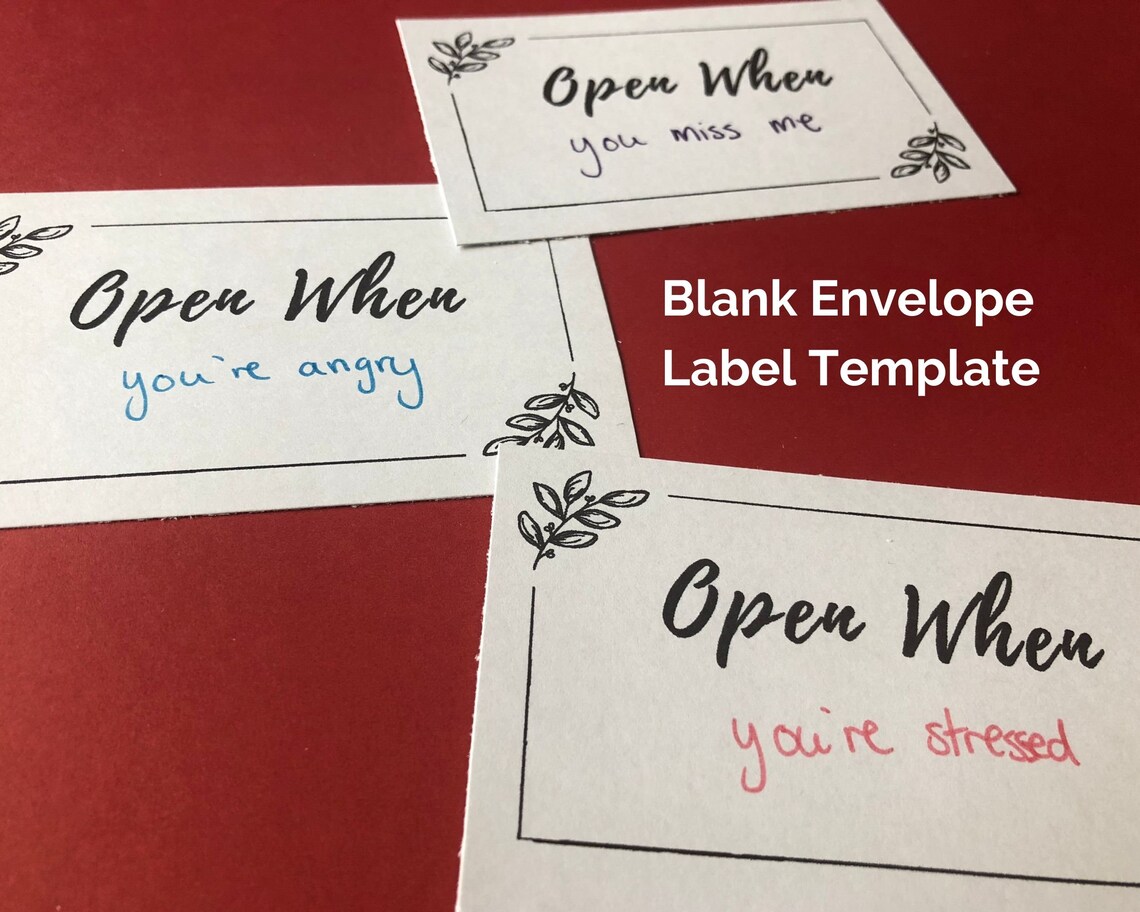 Blank Open When Letters Template | Printable Labels, Envelope ...