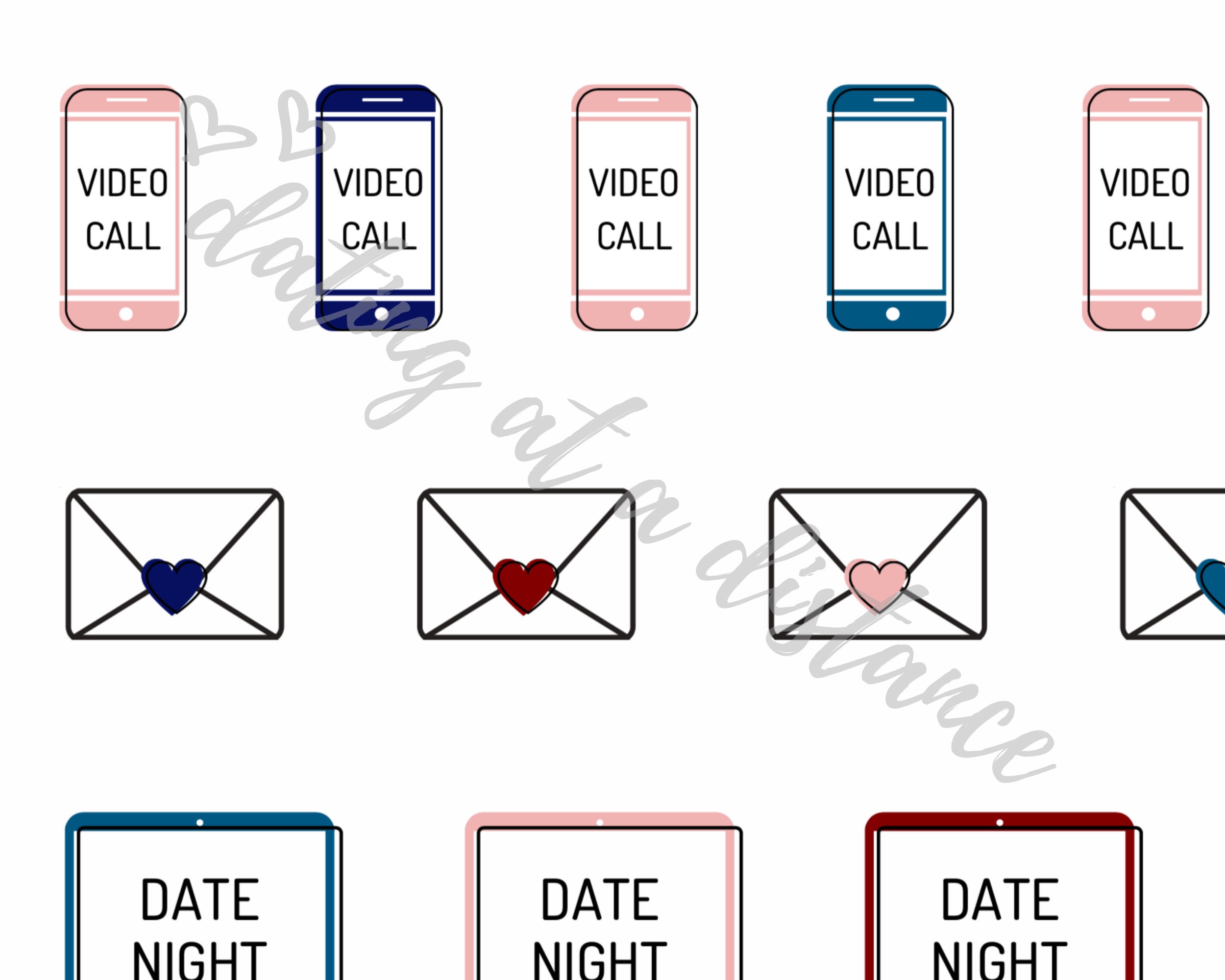 Long Distance Relationship Printable Planner Stickers | Bullet Journal ...